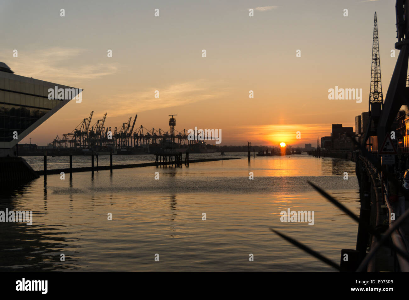 Sunset at the Docklands in Hamburg Altona Altstadt Stock Photo - Alamy