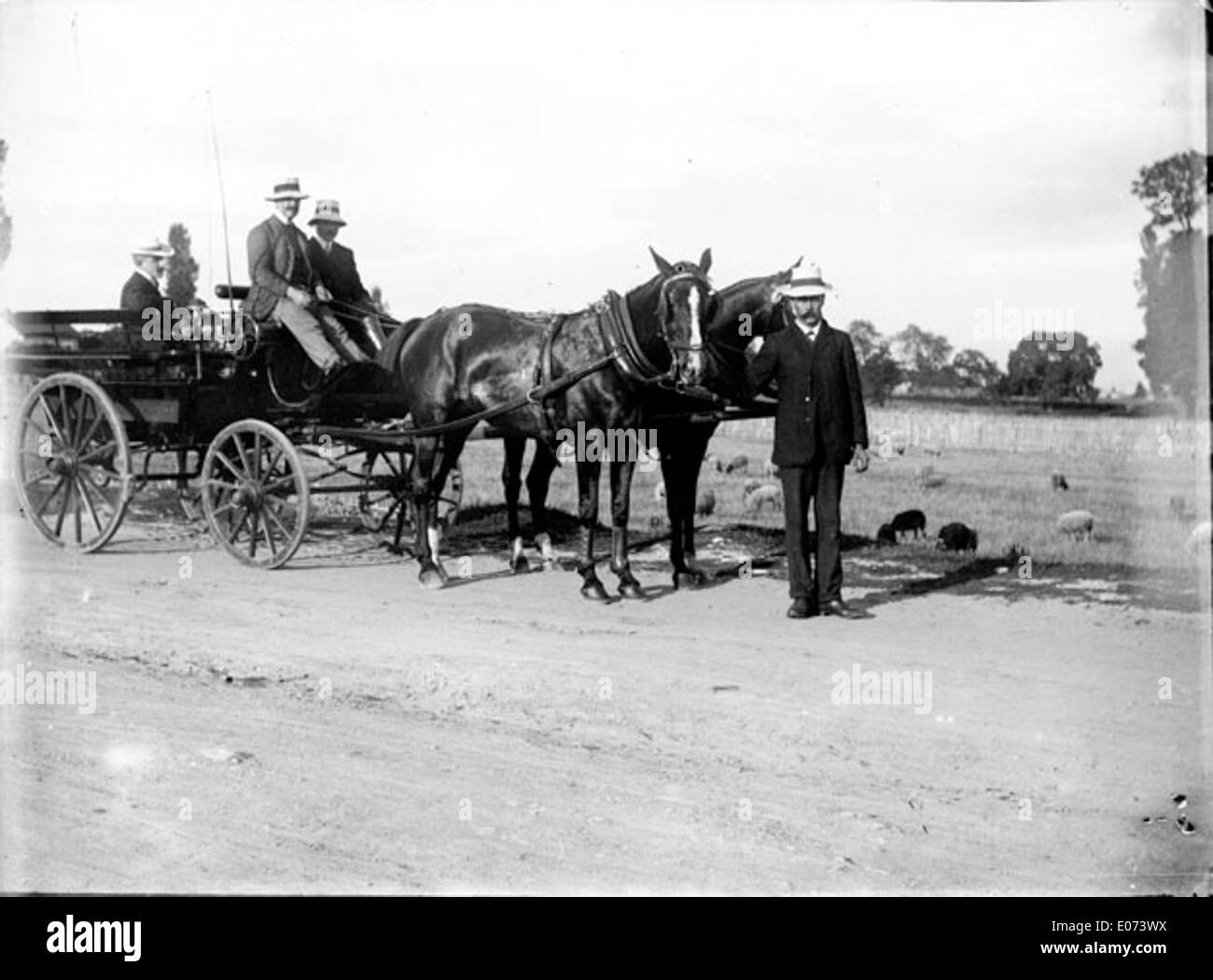 This painting depicts an 18th-century carriage and horse-drawn vehicle ...