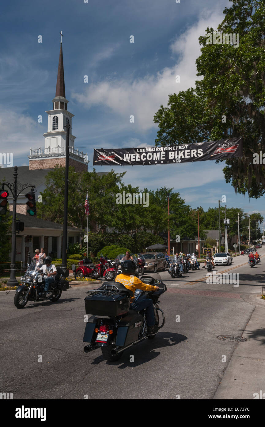 Main Street Leesburg, Florida during the 2014 Leesburg Bikefest annual ...