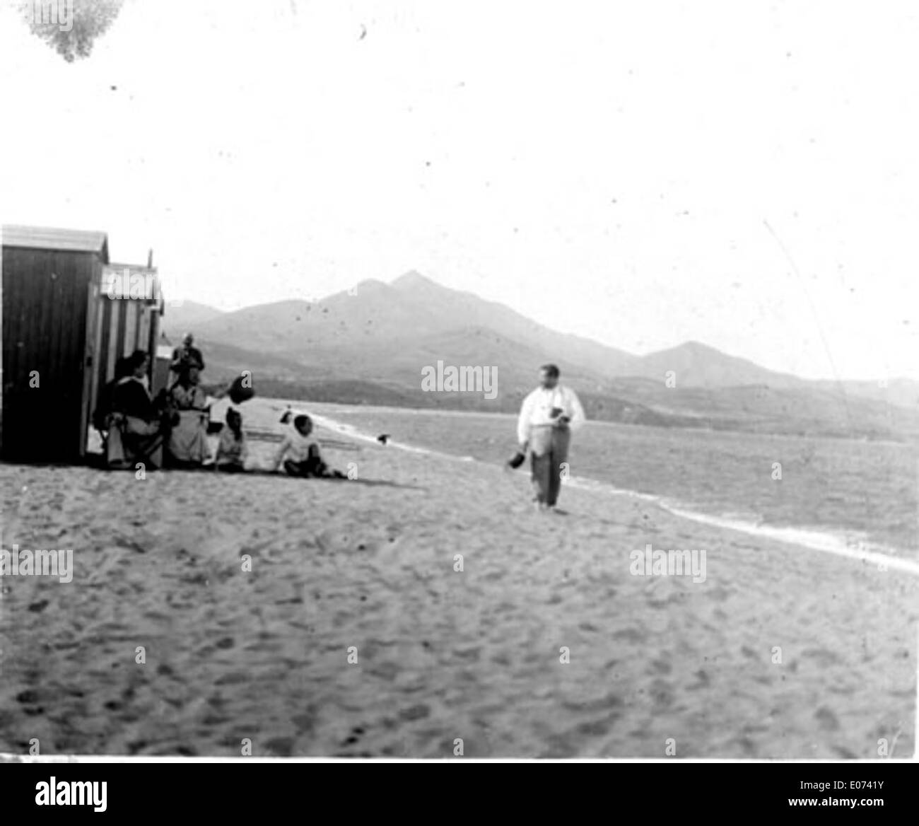 The photograph shows beach cabins located near Toulouse, France ...