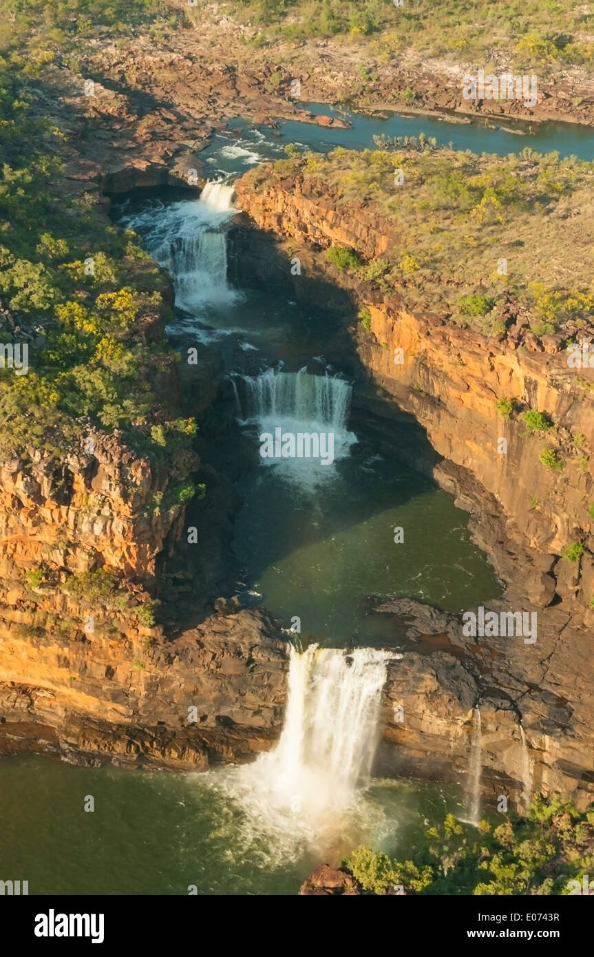 Aerial of Mitchell Falls, the Kimberley, Western Australia, Australia ...