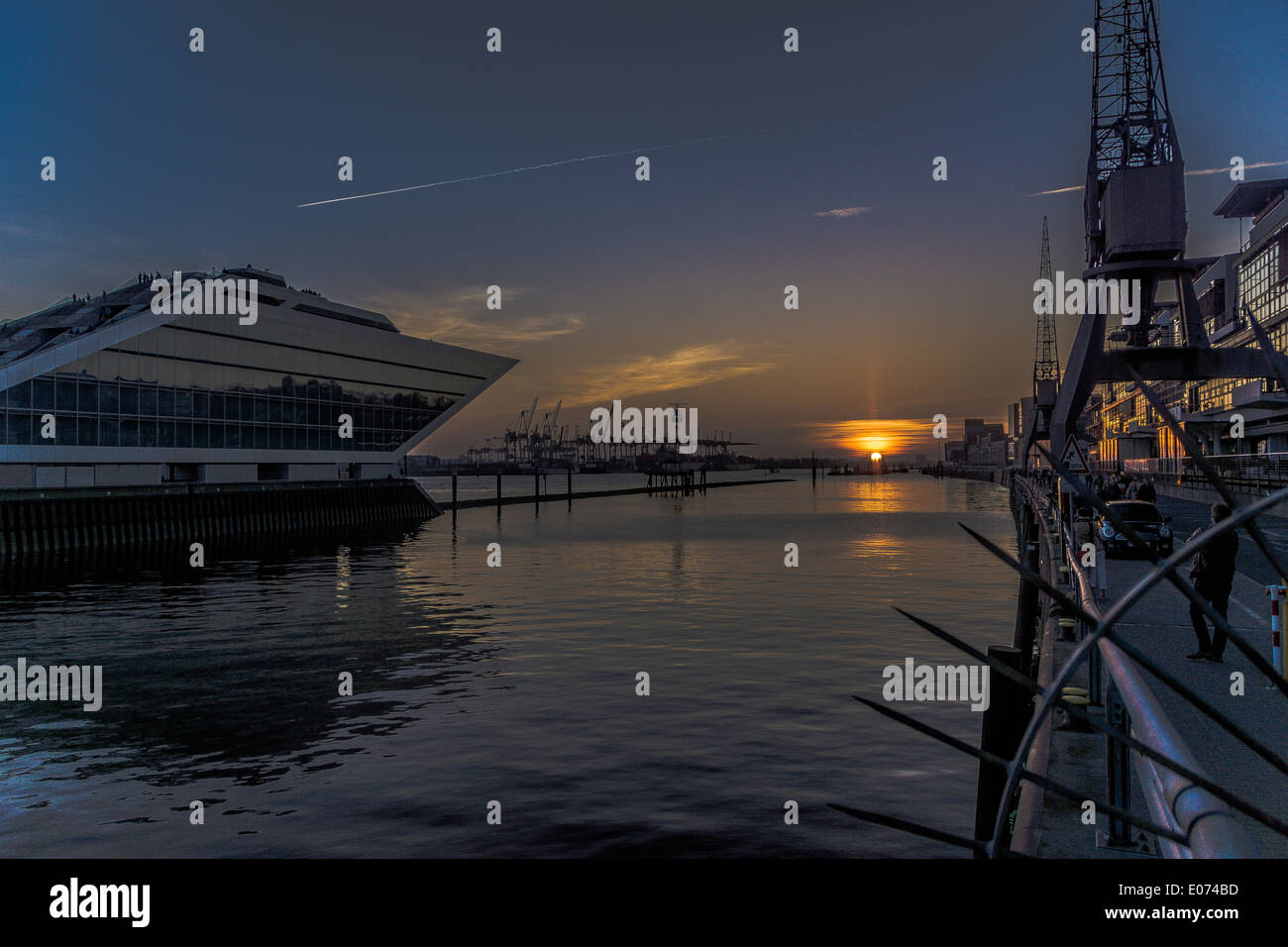 Sunset at the Docklands in Hamburg Altona Altstadt Stock Photo - Alamy