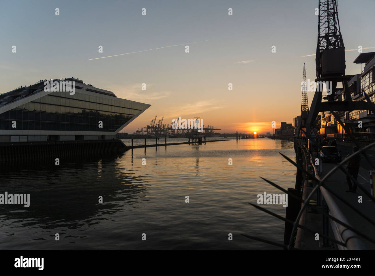 Sunset at the Docklands in Hamburg Altona Altstadt Stock Photo - Alamy