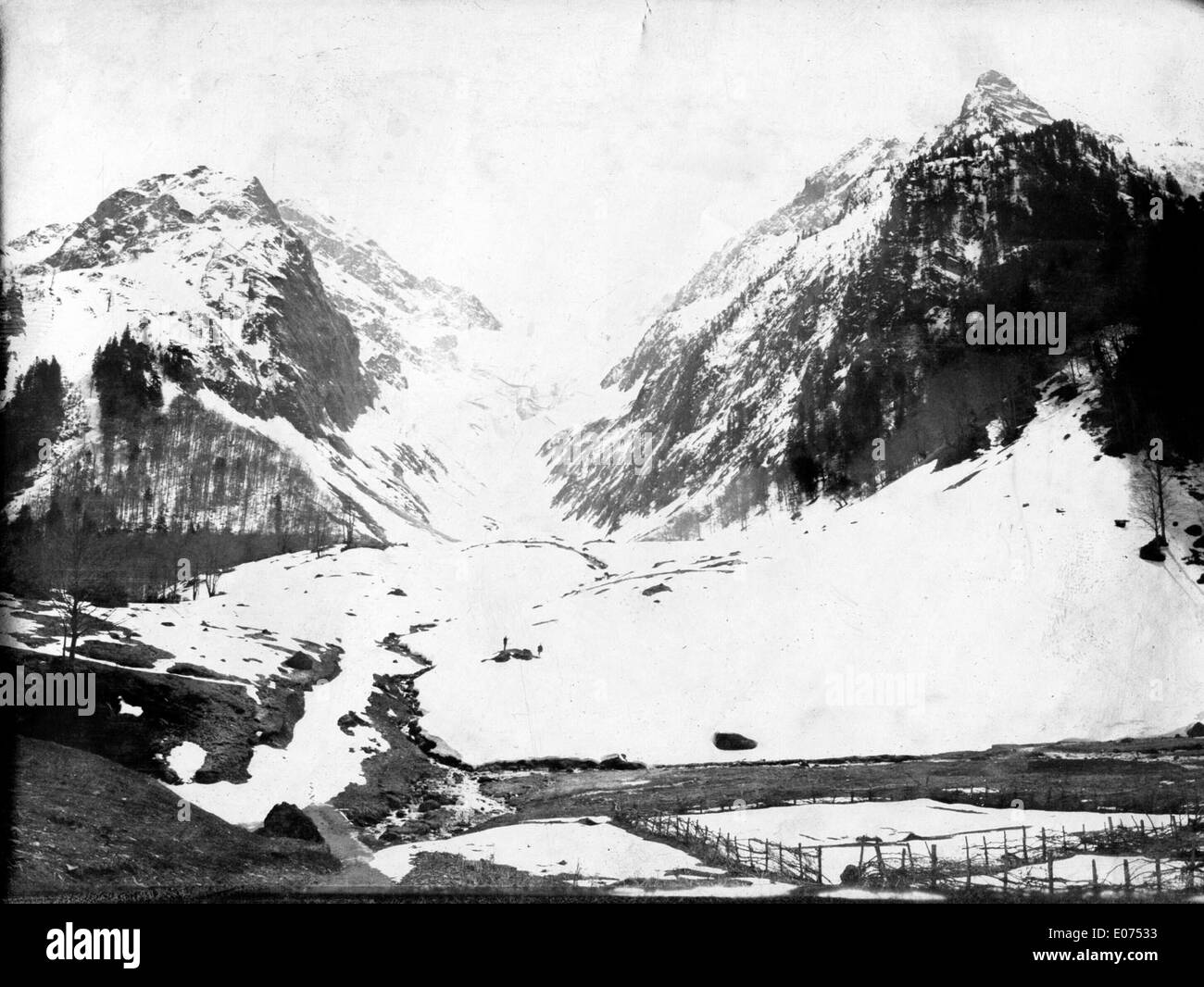 This winter scene painted in 1890 depicts the Port de Vénasque, located ...