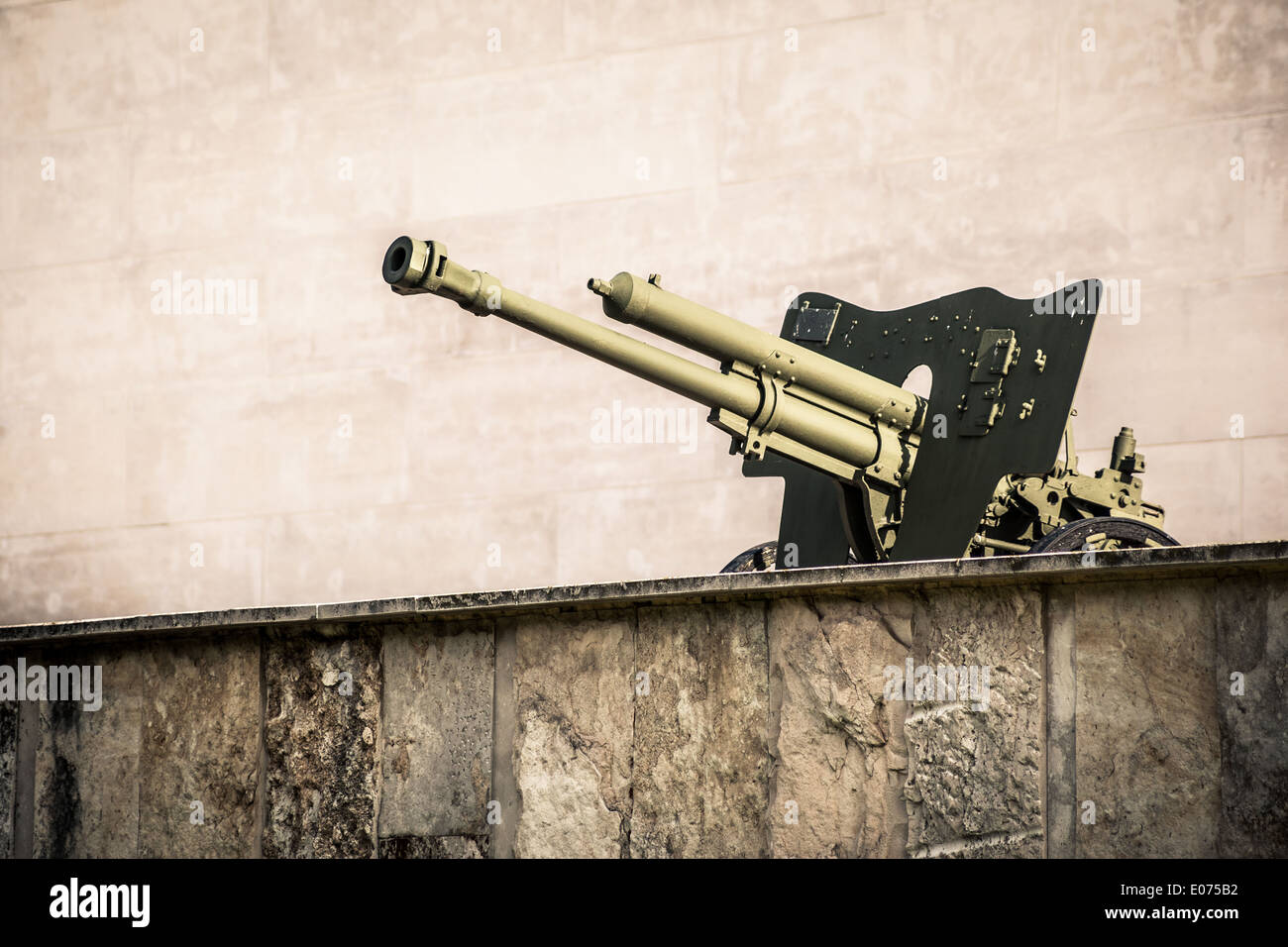 an old armored cannon of the world war II in a military museum Stock ...