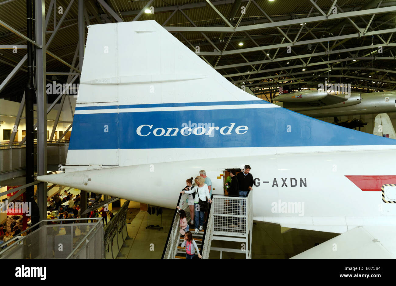 Visitors on Concorde at Duxford Air Museum Stock Photo - Alamy