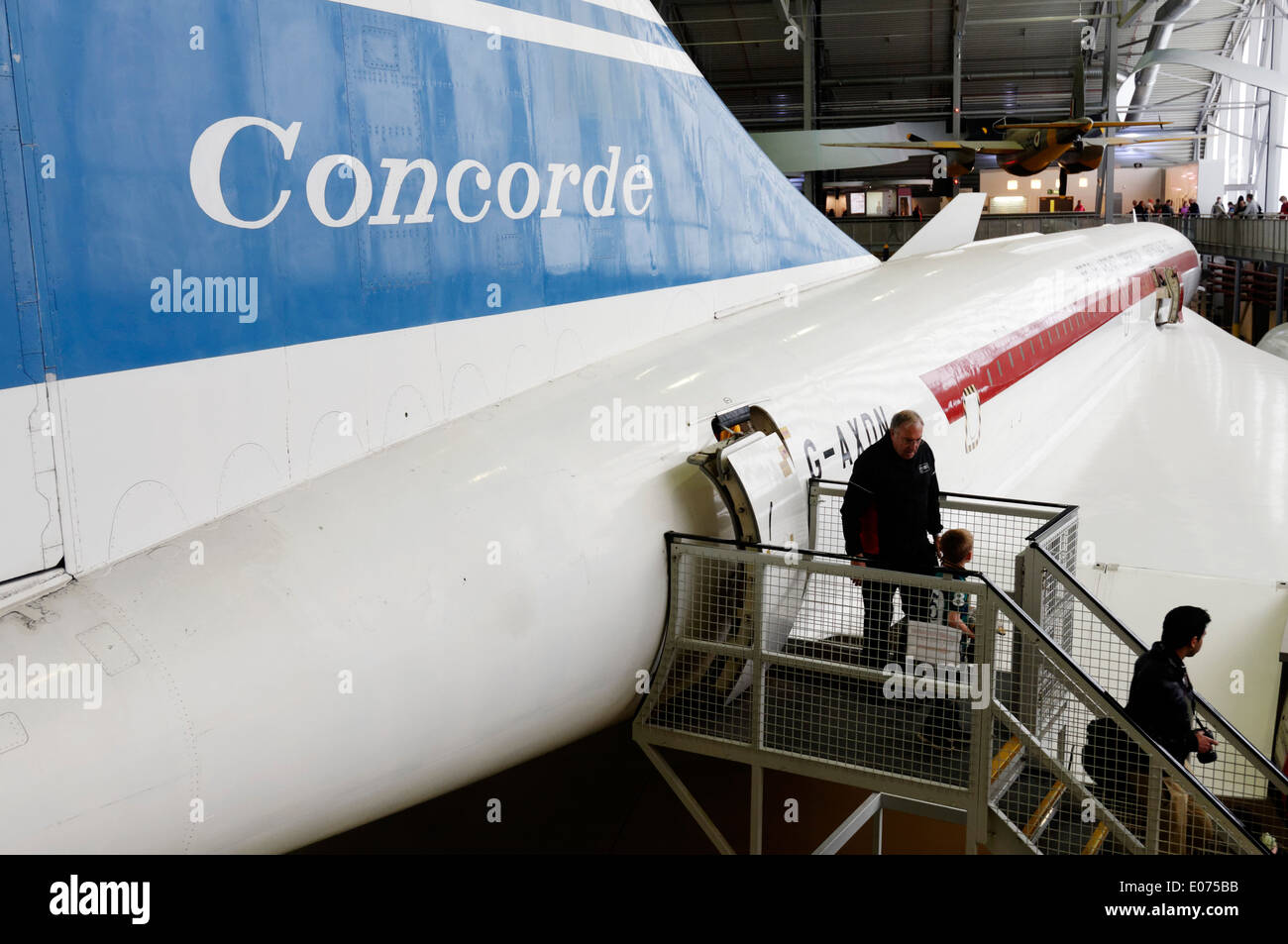 Visitors on Concorde at Duxford Air Museum Stock Photo - Alamy
