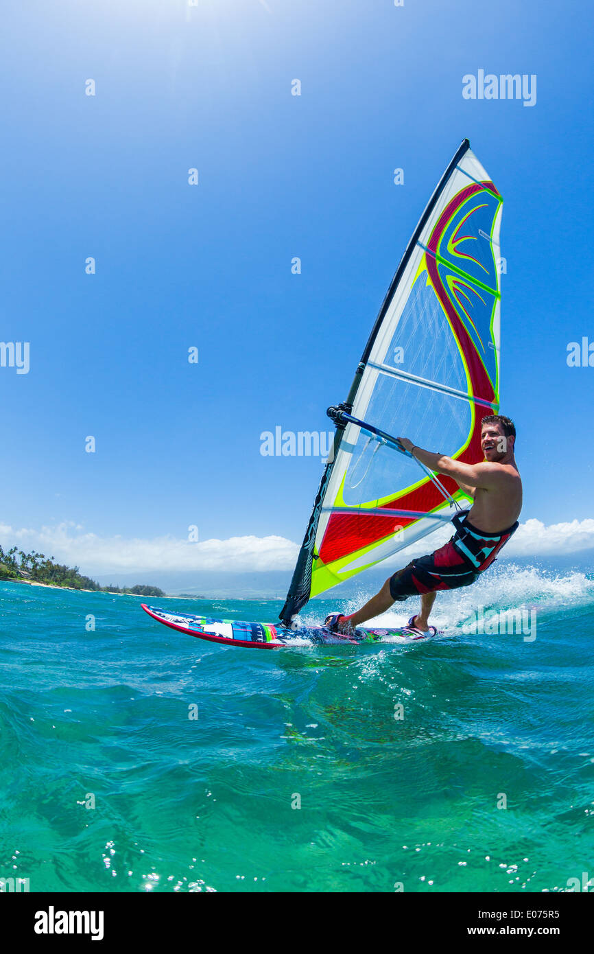 Windsurfing, Fun in the ocean, Extreme Sport Stock Photo - Alamy