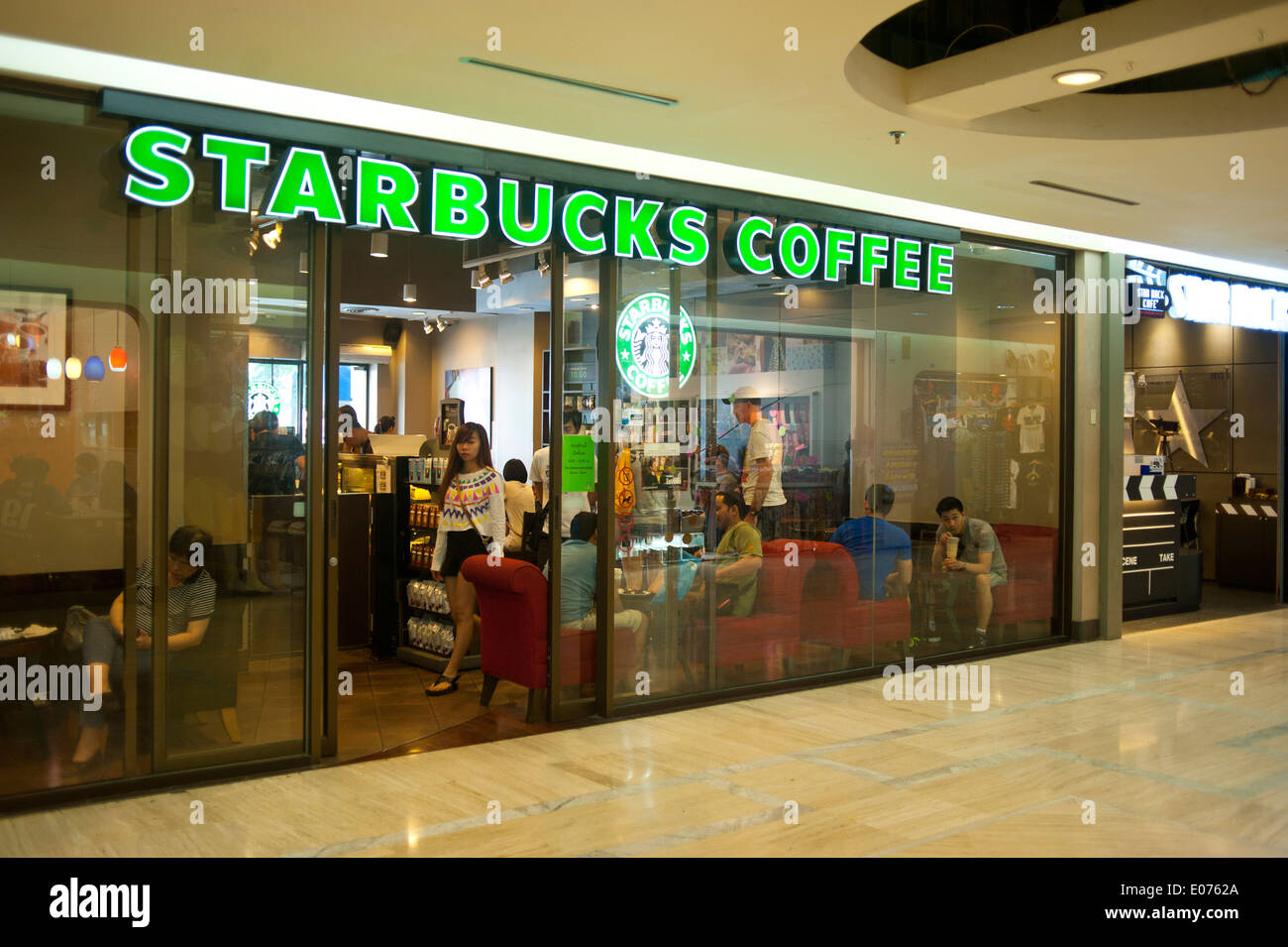 Bangkok Thailand 2014 - Starbucks coffee inside a shopping mall Stock ...
