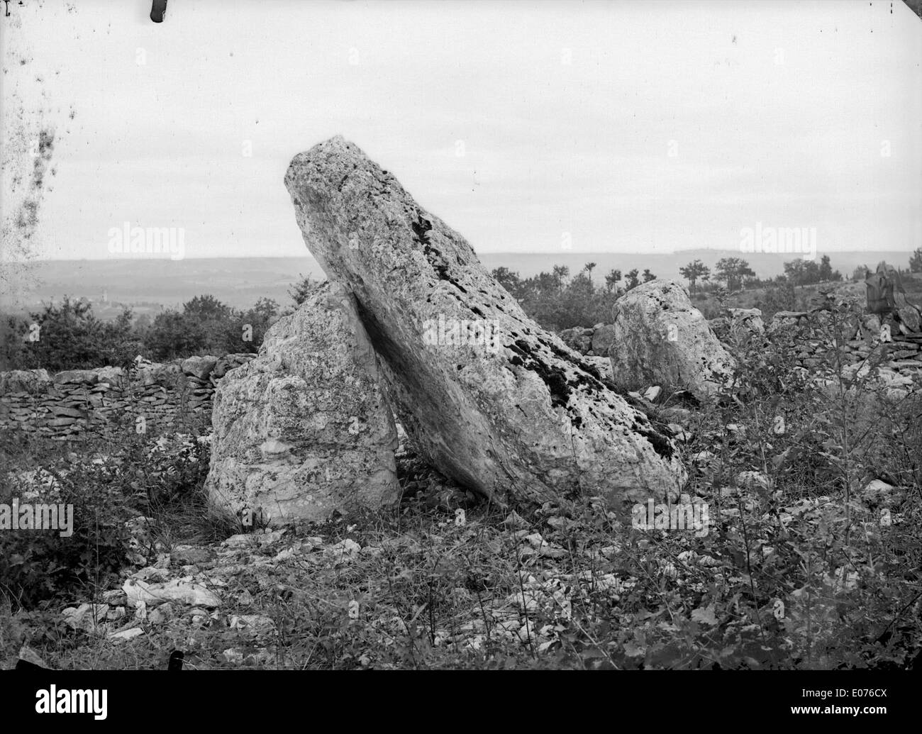This photograph shows the Dolmen du Verdier, a prehistoric megalithic ...