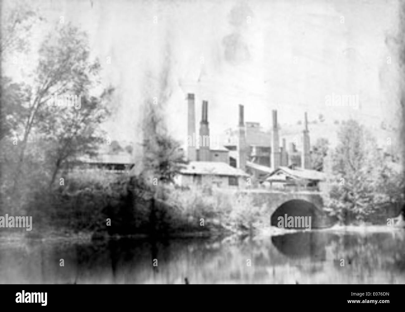 This historical photograph captures the forges in Bruniquel, France, in ...