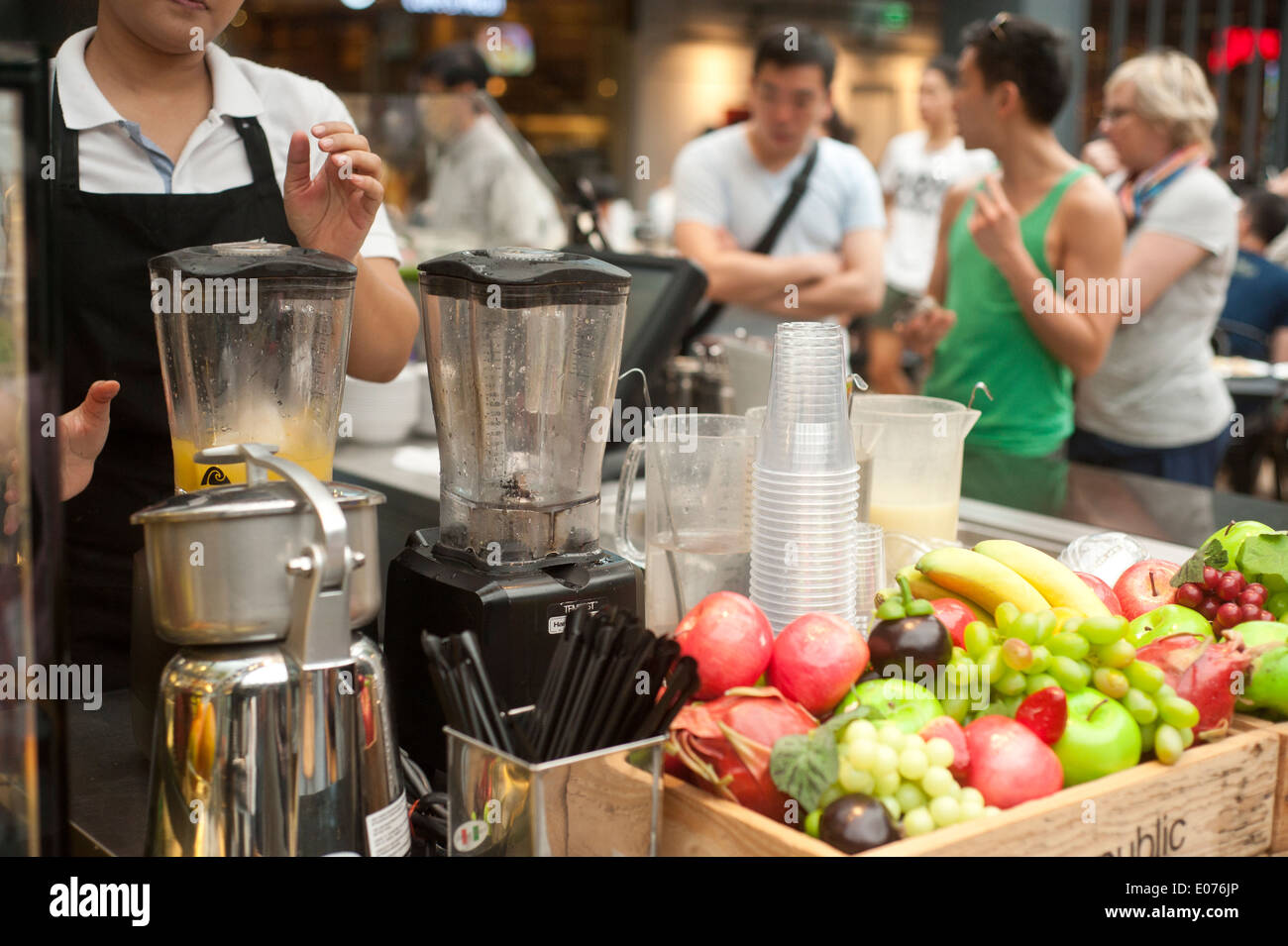 Bangkok Thailand - Fresh fruit and blender to make smoothis Stock Photo ...
