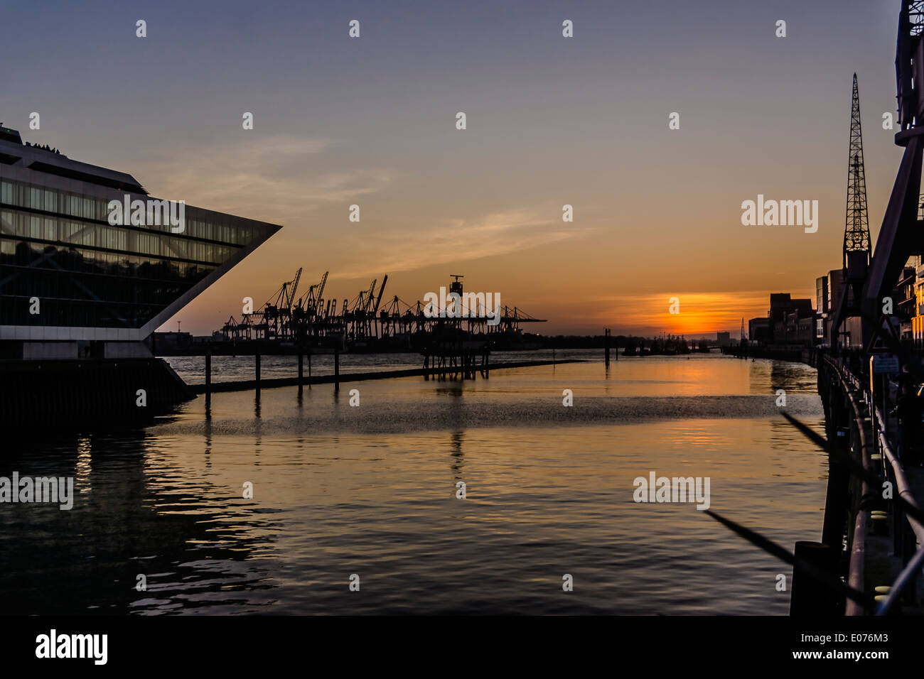 Sunset at the Docklands in Hamburg Altona Altstadt Stock Photo - Alamy