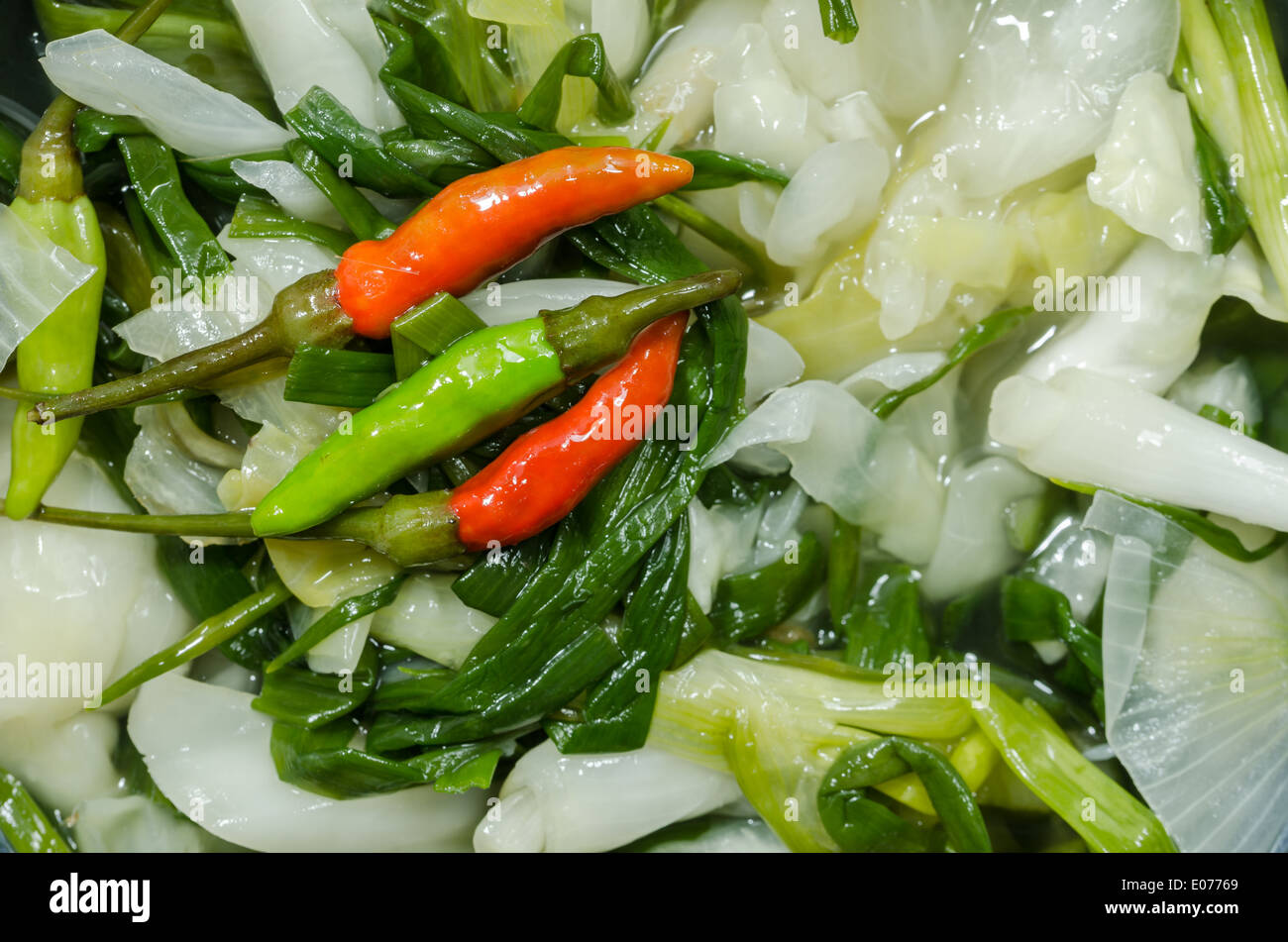 pickle vegetable cabbage chilli onion food in Thailand Stock Photo - Alamy