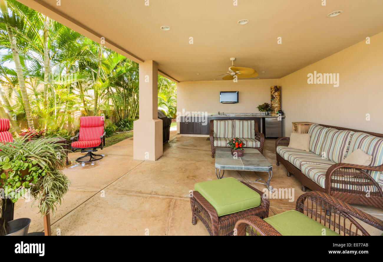 Outdoor Deck and Patio Furniture, Luxury Home Interior Design Stock ...