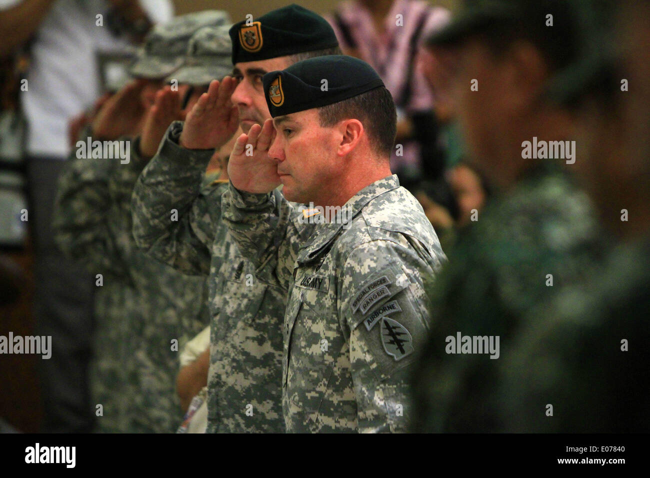 Quezon City, Philippines. 5th May, 2014. U.S. soldiers salute during ...