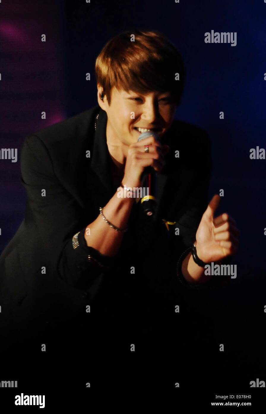 Taipei. 5th May, 2014. Jung Pil Kyo, a South Korean singer, sings at ...