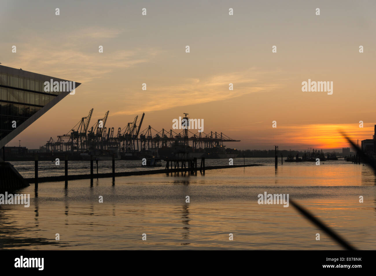 Sunset at the Docklands in Hamburg Altona Altstadt Stock Photo - Alamy