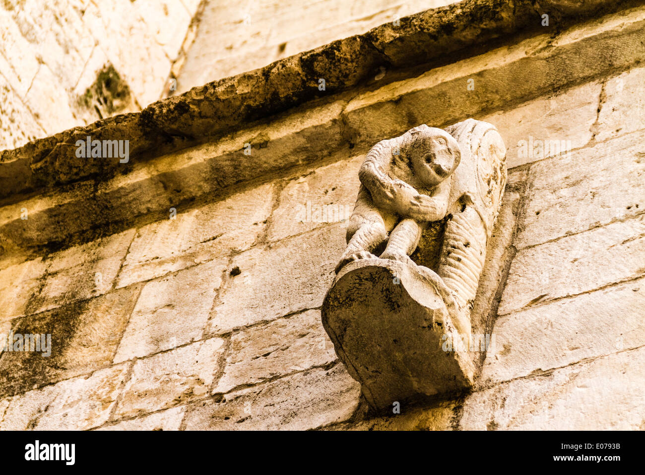 an ornamental sculpture located on the wall of a church in Barletta ...