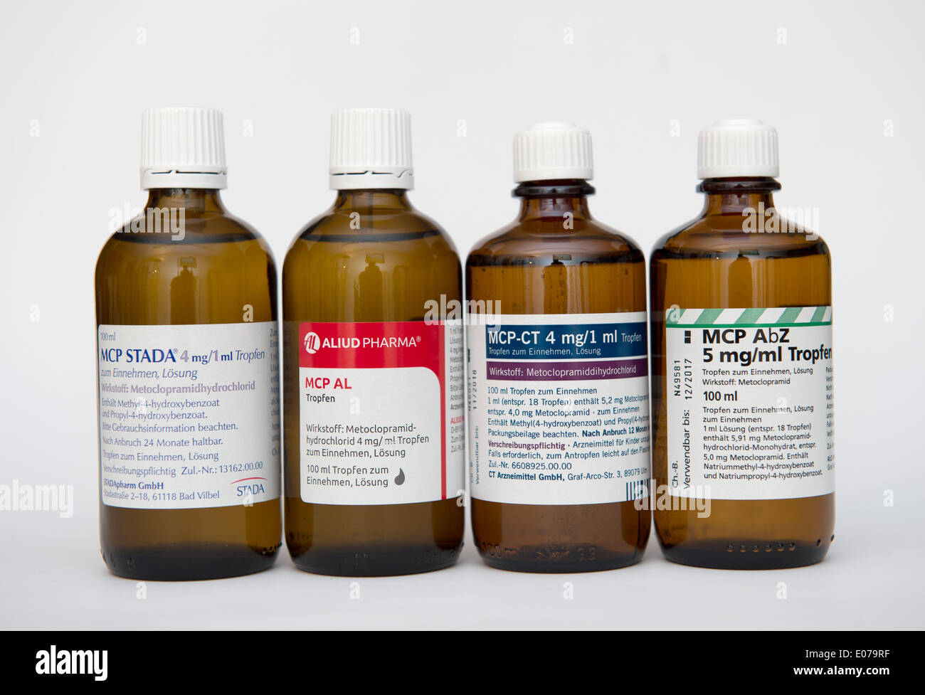 Antiemetics of the producers Stada (L-R), Aliud Pharma, CT Arzneimittel ...
