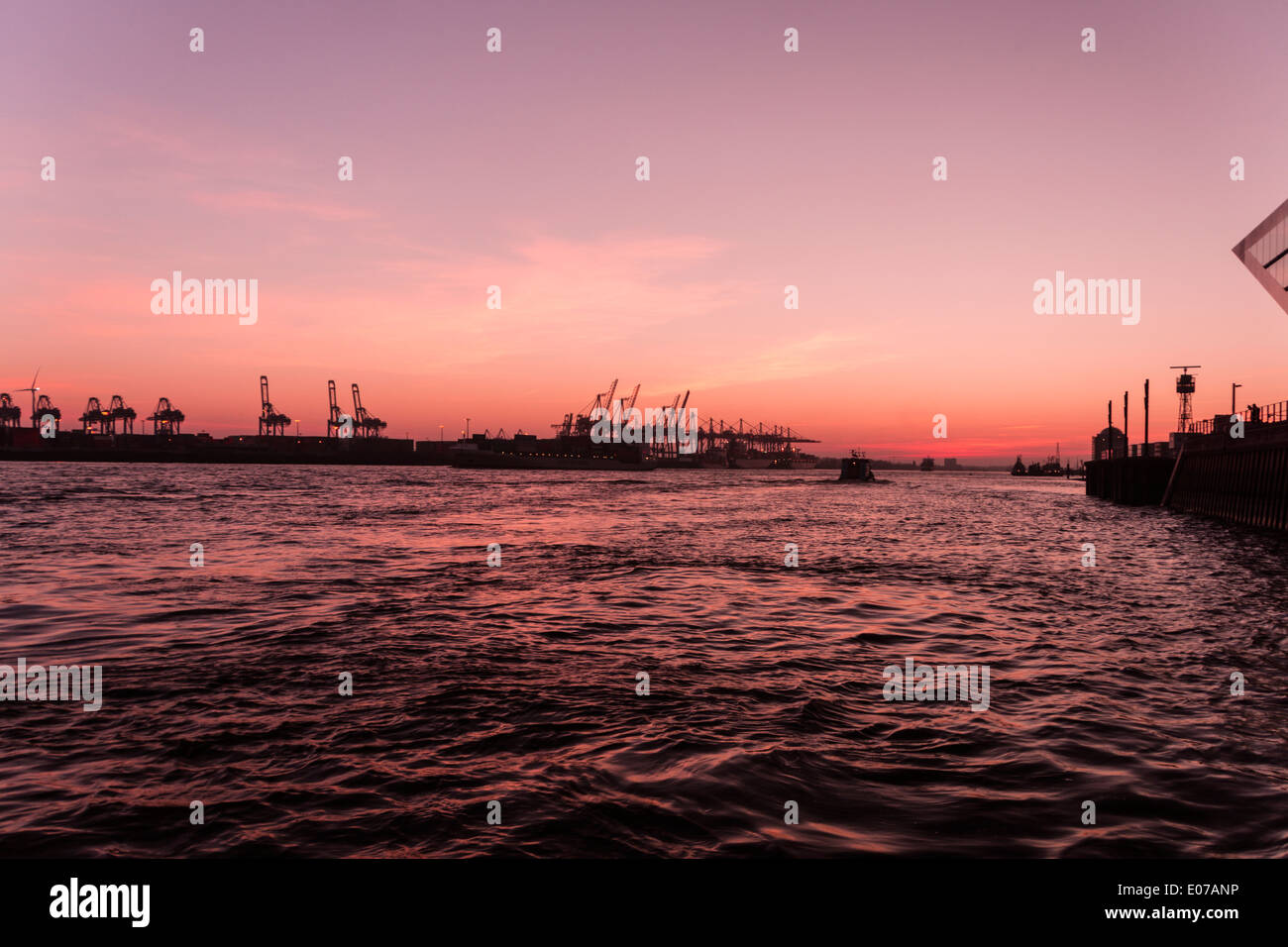 Sunset at the Docklands in Hamburg Altona Altstadt Stock Photo - Alamy