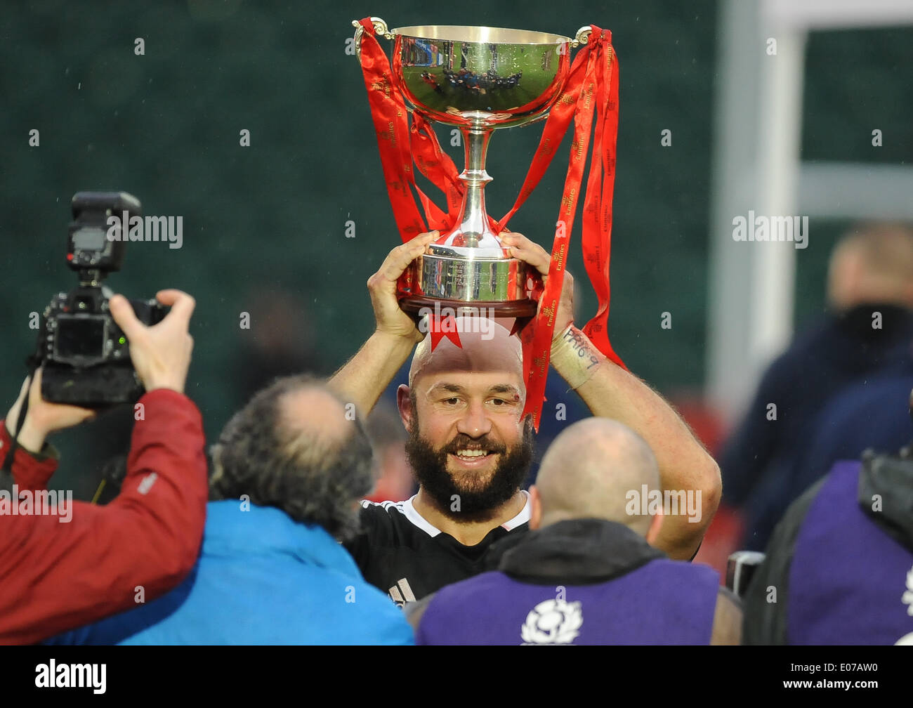 Glasgow, Scotland, UK. 4th May 2014. DJ Forbes holds the Glasgow 7's ...
