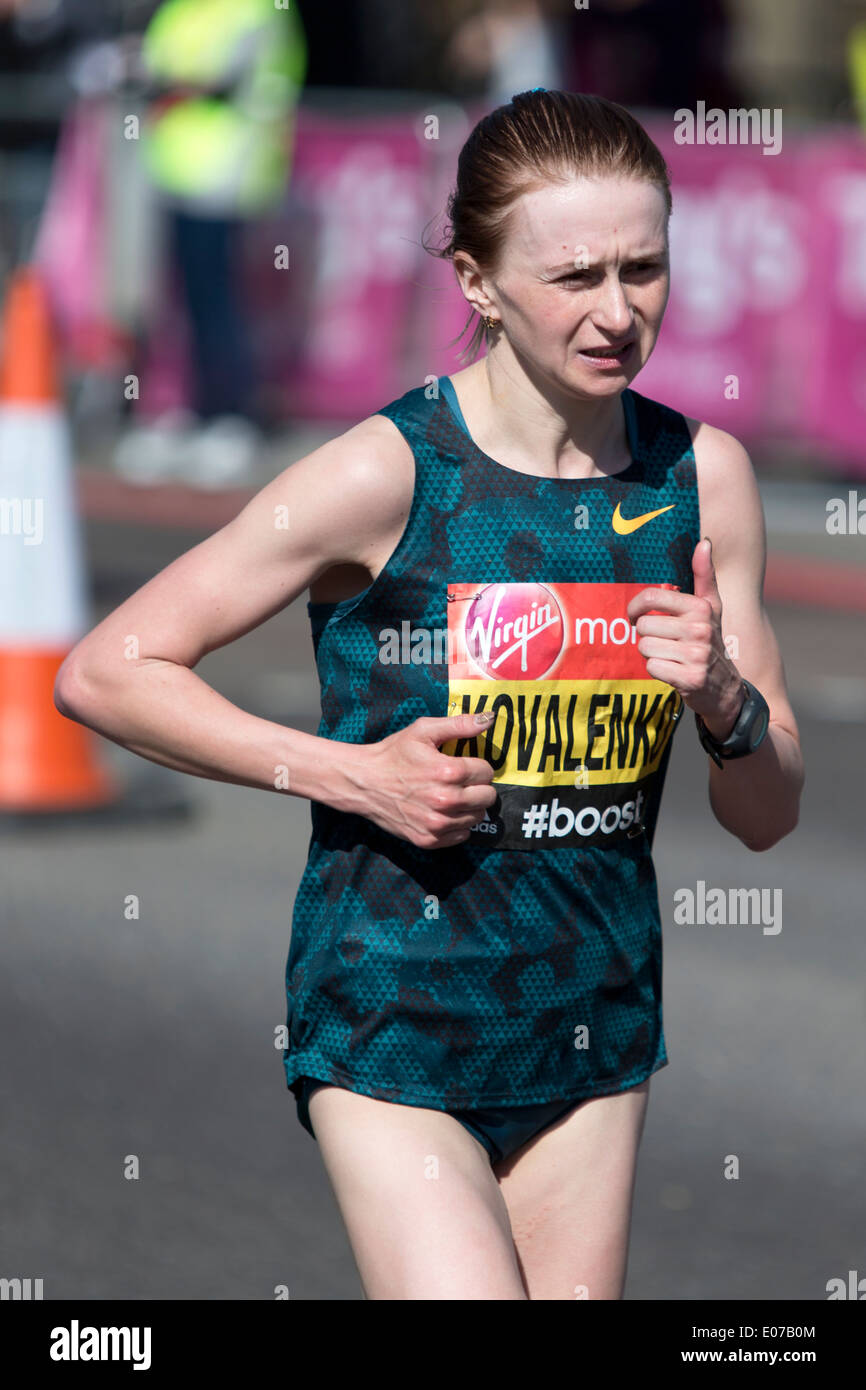 Liudmyla KOVALENKO running in the Virgin Money London Marathon 2014 ...