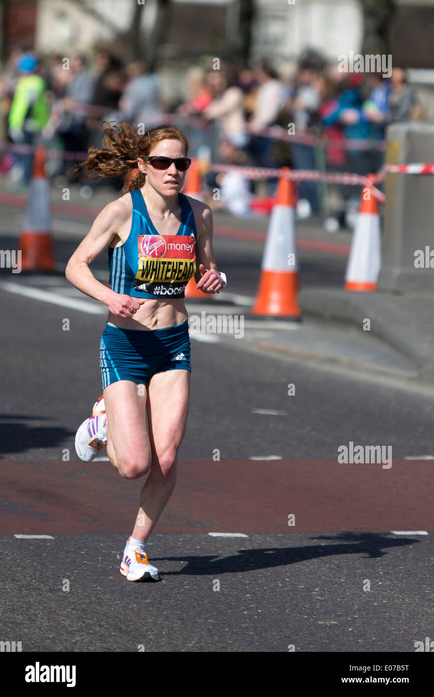 Amy WHITEHEAD running in the Virgin Money London Marathon 2014, The ...
