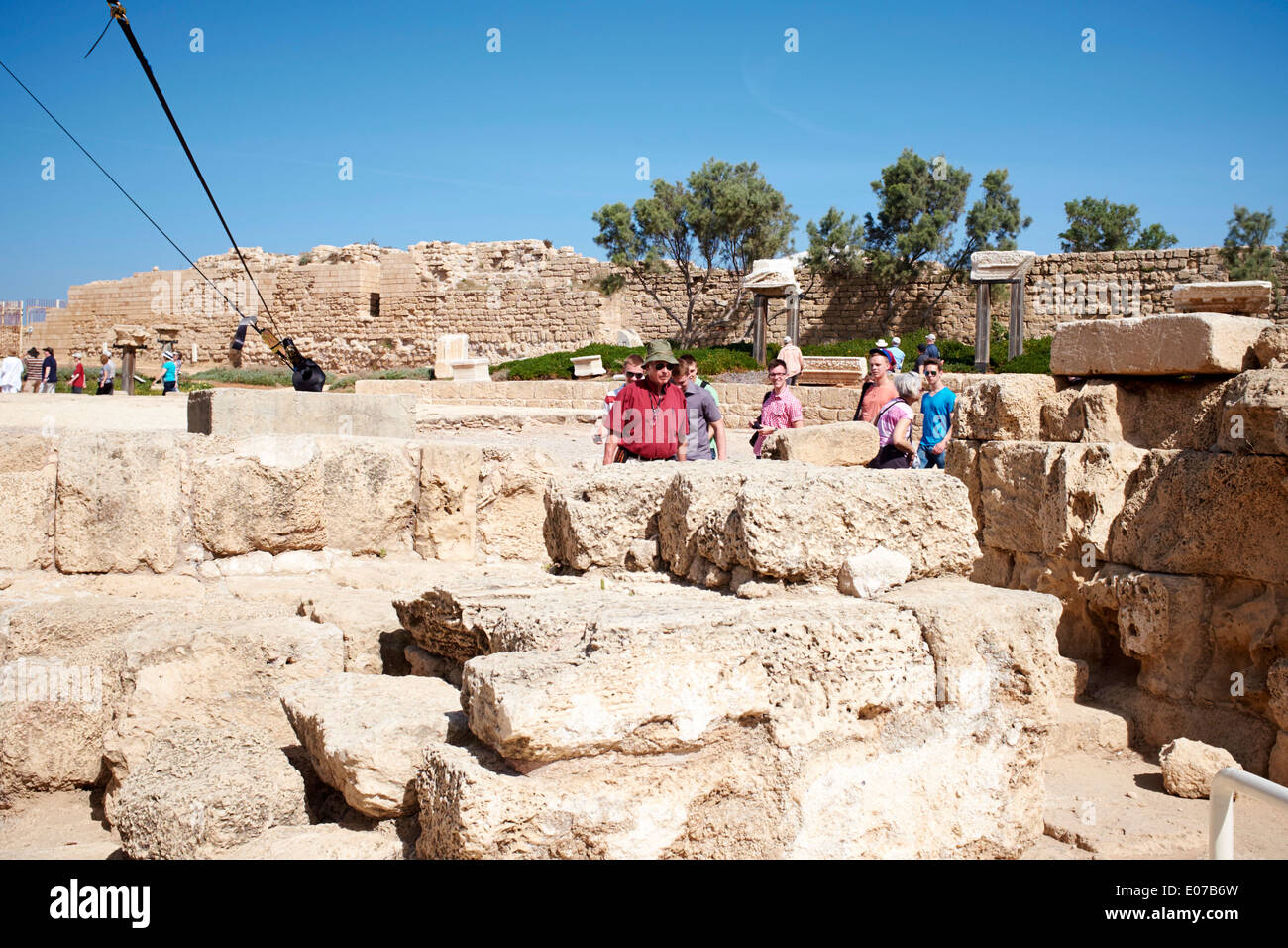 Tourists at ruins of old Roman town of Caesarea, Israel Stock Photo - Alamy