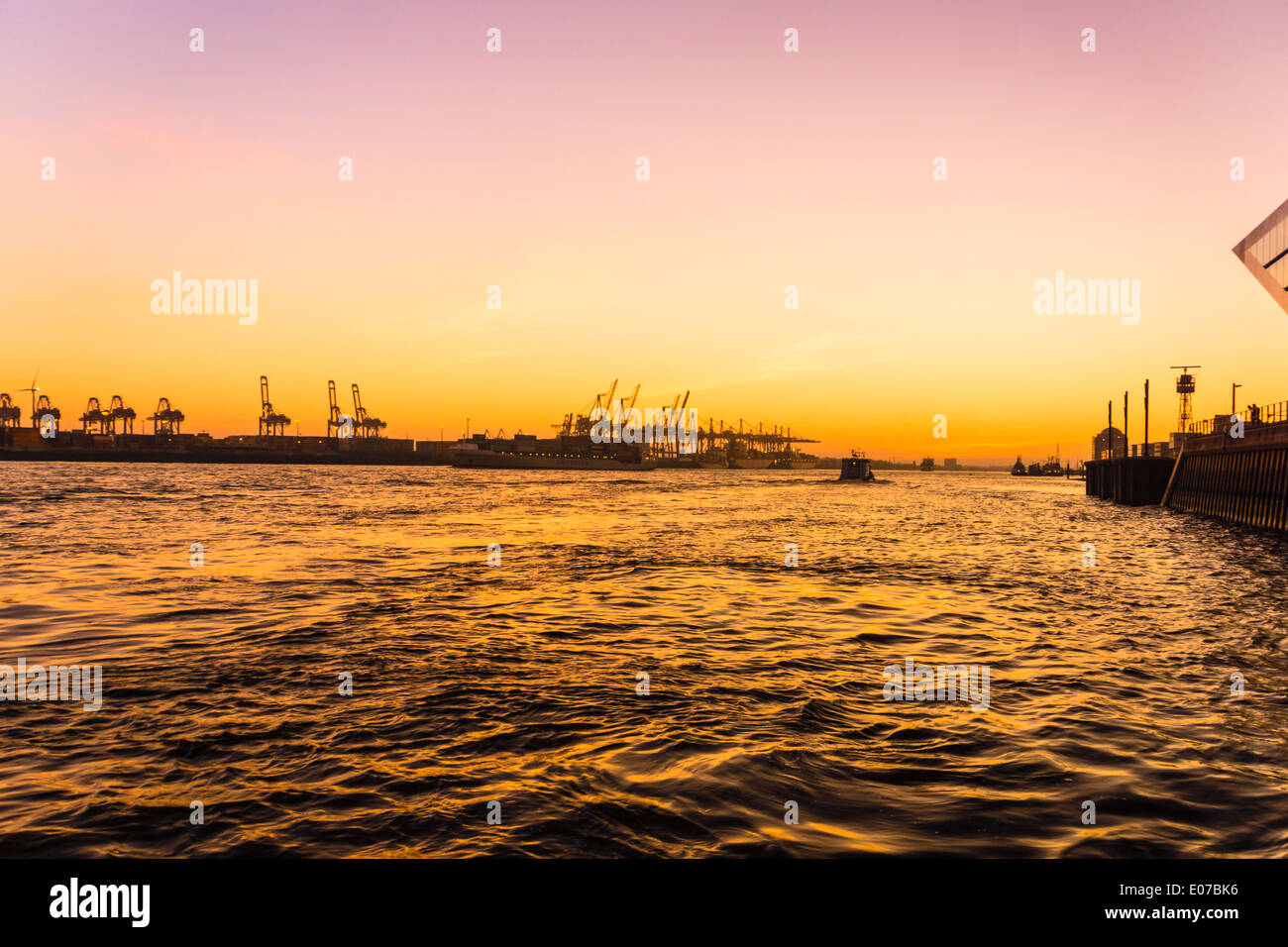 Sunset at the Docklands in Hamburg Altona Altstadt Stock Photo - Alamy