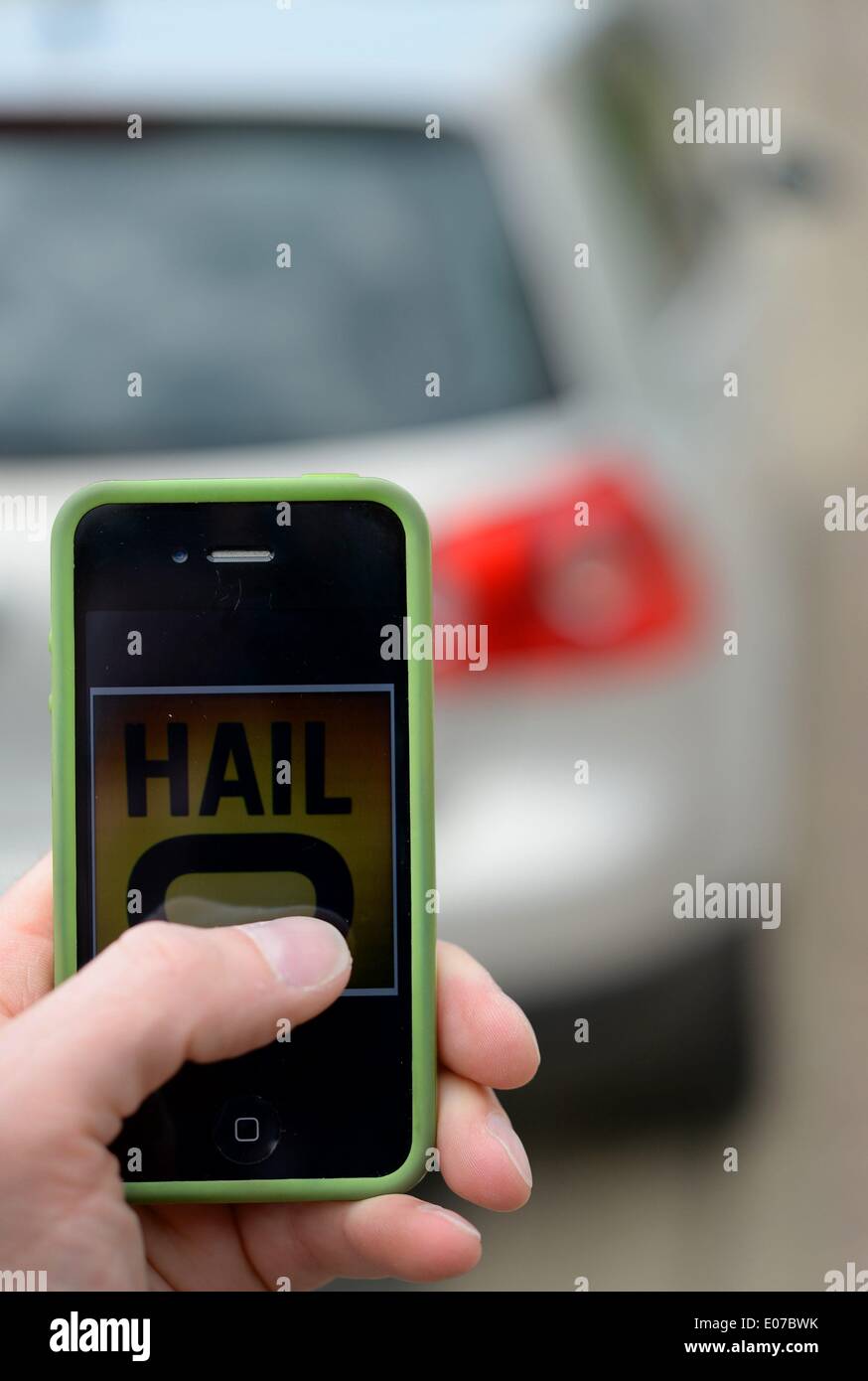 The Logo of the Taxi App "Hailo" on a smartphone, 30. April 2014. Hailo ...