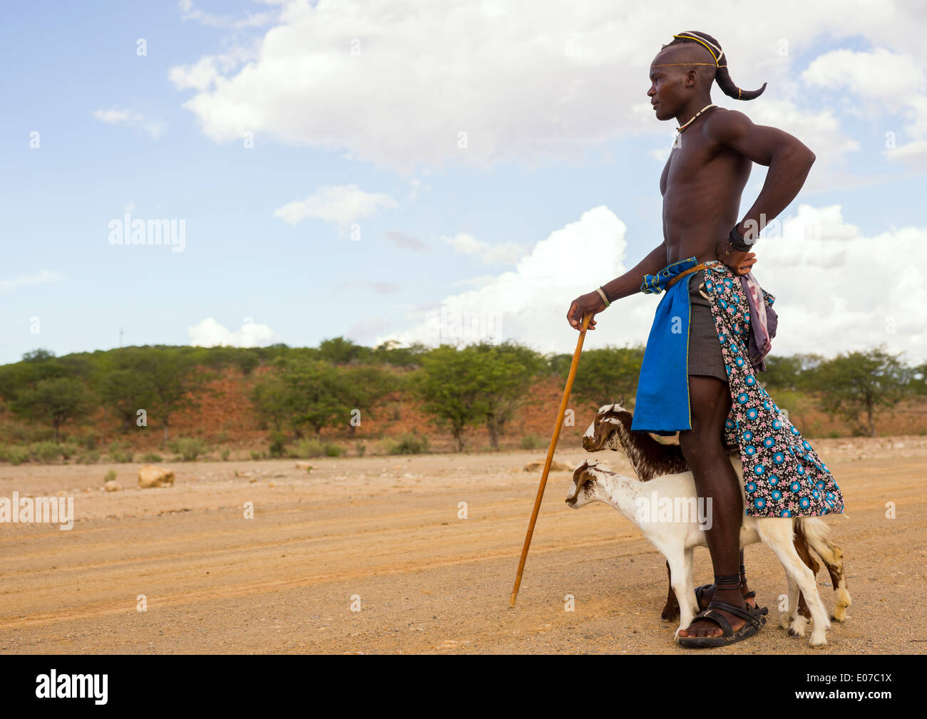 Single Himba Man With One Plait, Epupa, Namibia Stock Photo - Alamy