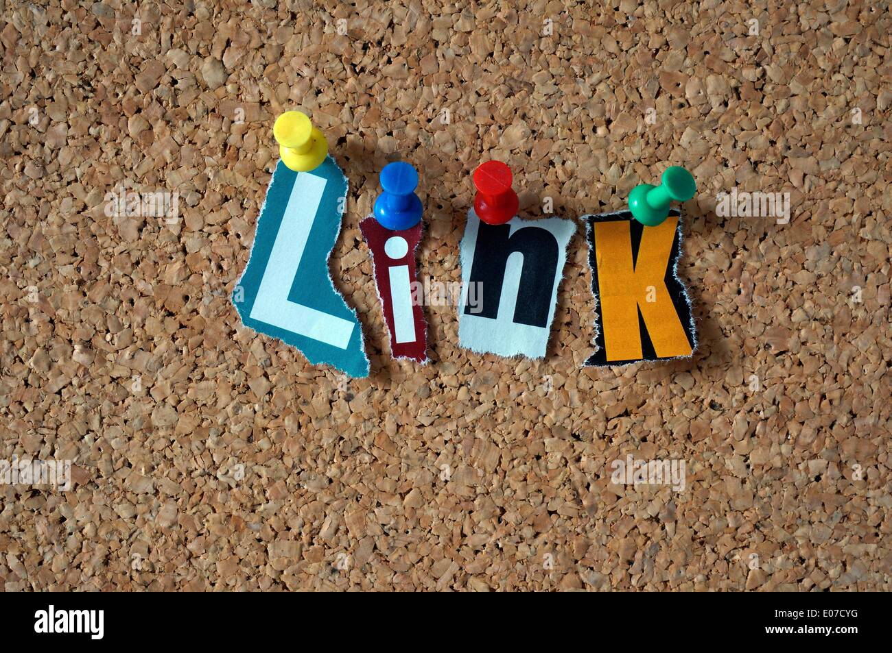 Illustration - The word 'Link' made of cut-out newspaper letters hangs ...