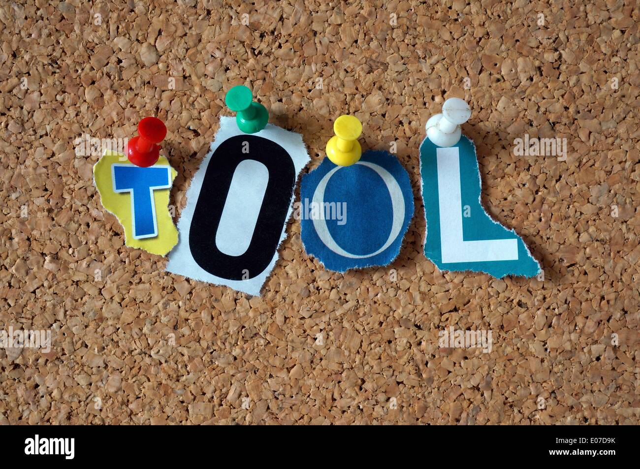 Illustration - The word 'Tool' made of cut-out newspaper letters hangs ...