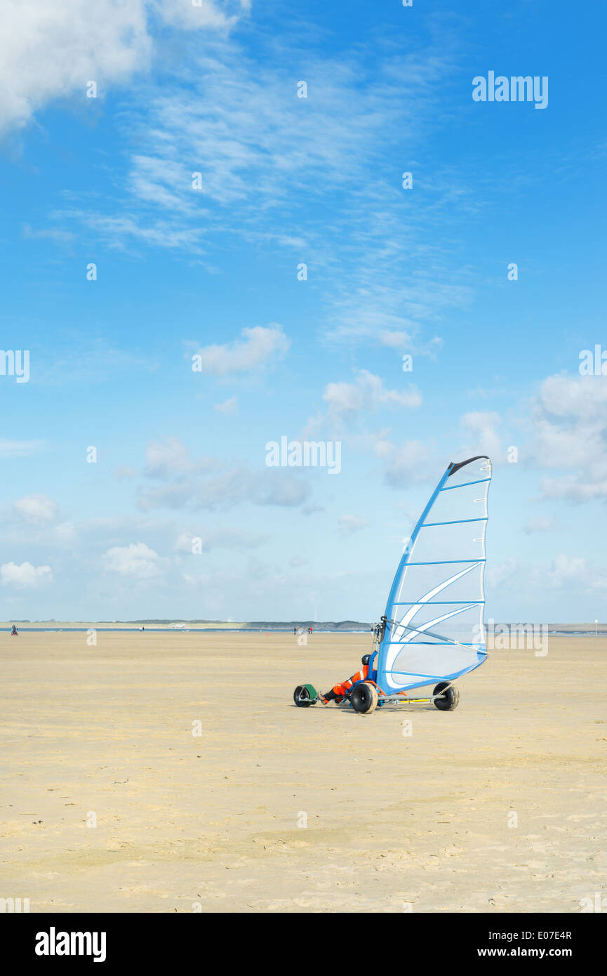 land sailing with sail wagons at the beach Stock Photo - Alamy