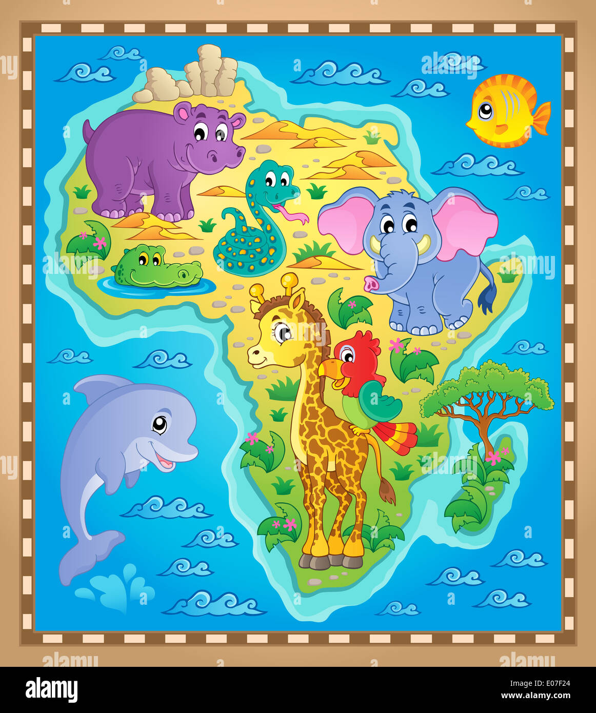 Africa map theme image 2 - picture illustration Stock Photo - Alamy