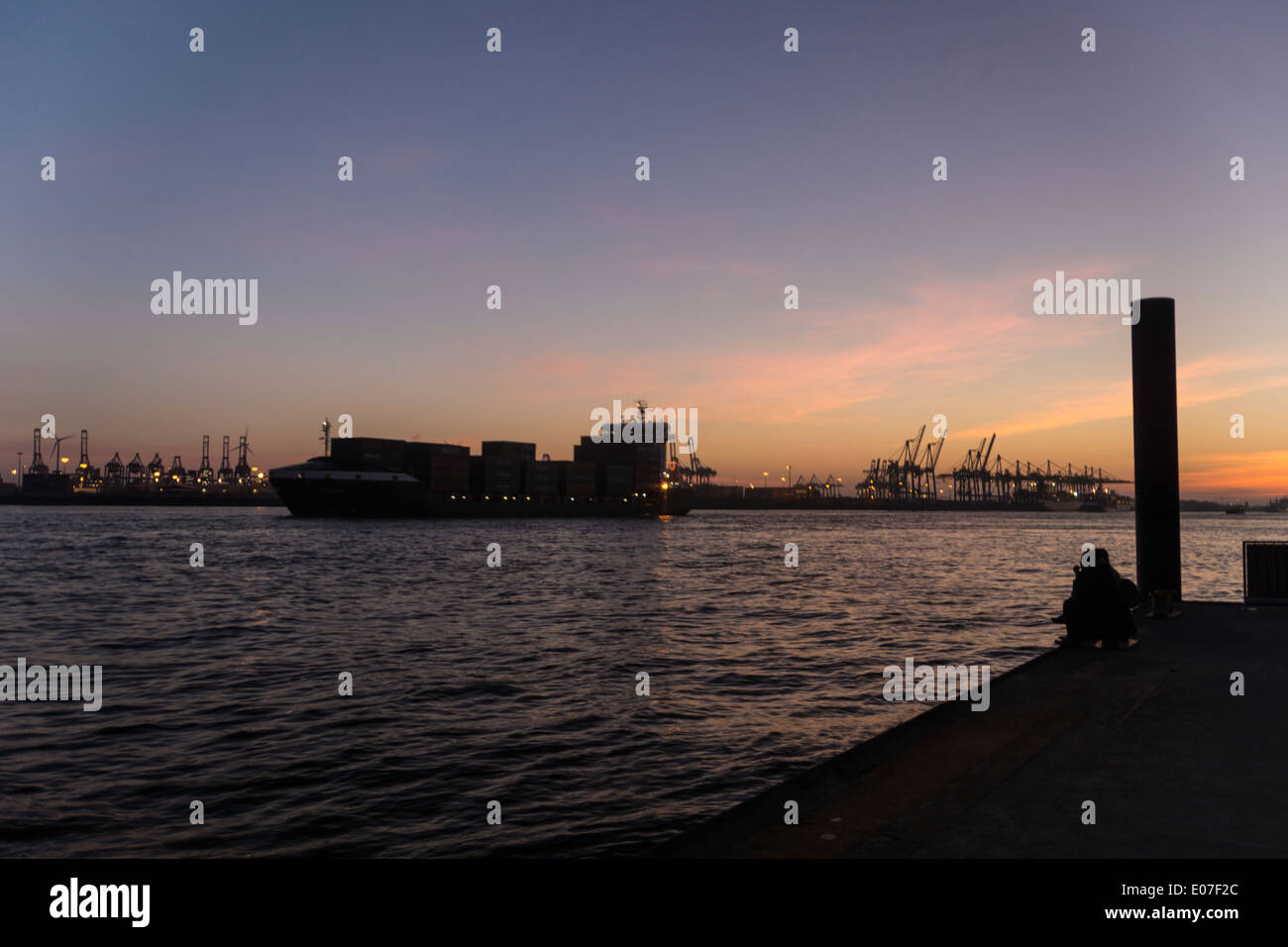 Sunset at the Docklands in Hamburg Altona Altstadt Stock Photo - Alamy