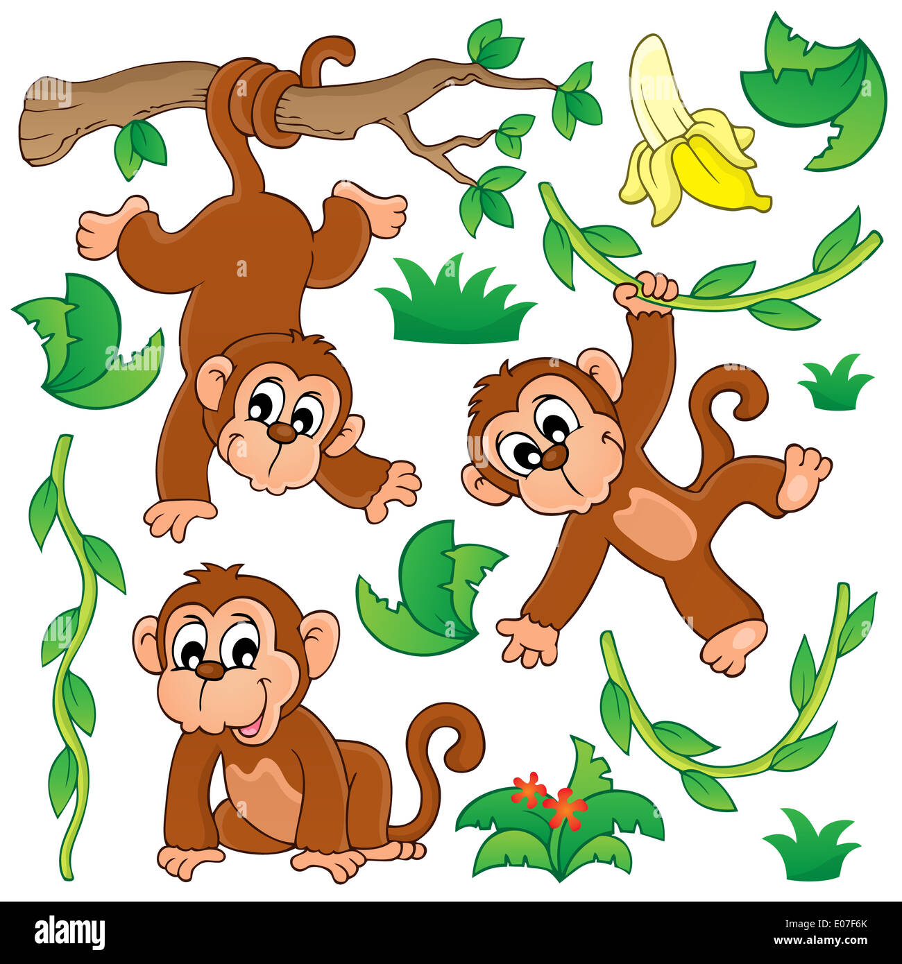 Monkey theme collection 1 - picture illustration Stock Photo - Alamy