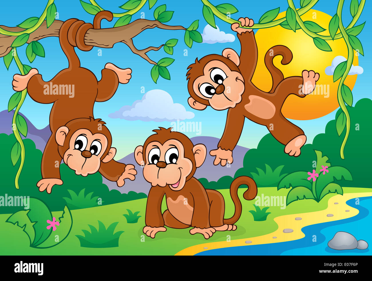 Monkey theme image 1 - picture illustration Stock Photo - Alamy
