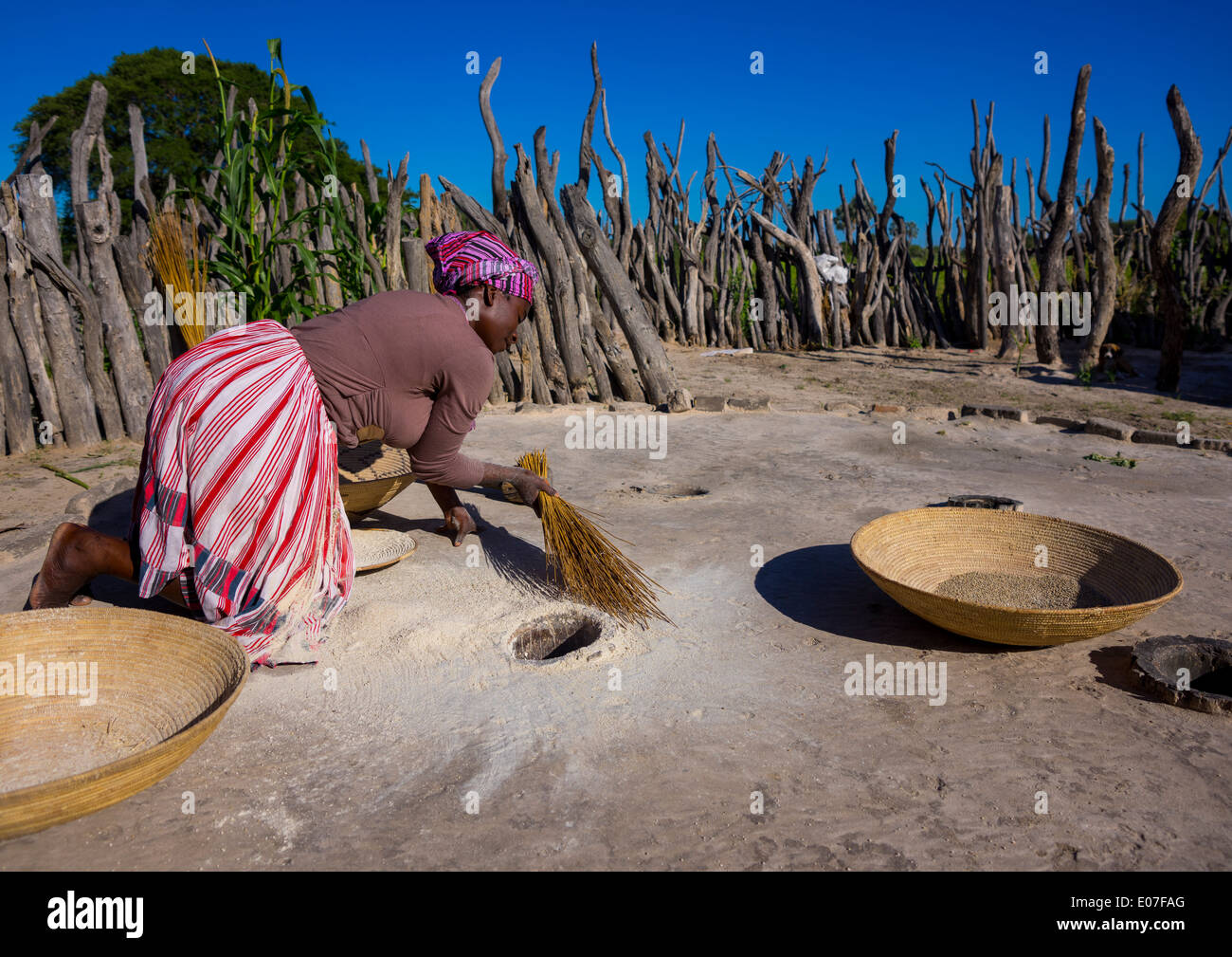 Ovambo Woman With Traditionnal Clothing, Ondangwa, Namibia Stock Photo ...