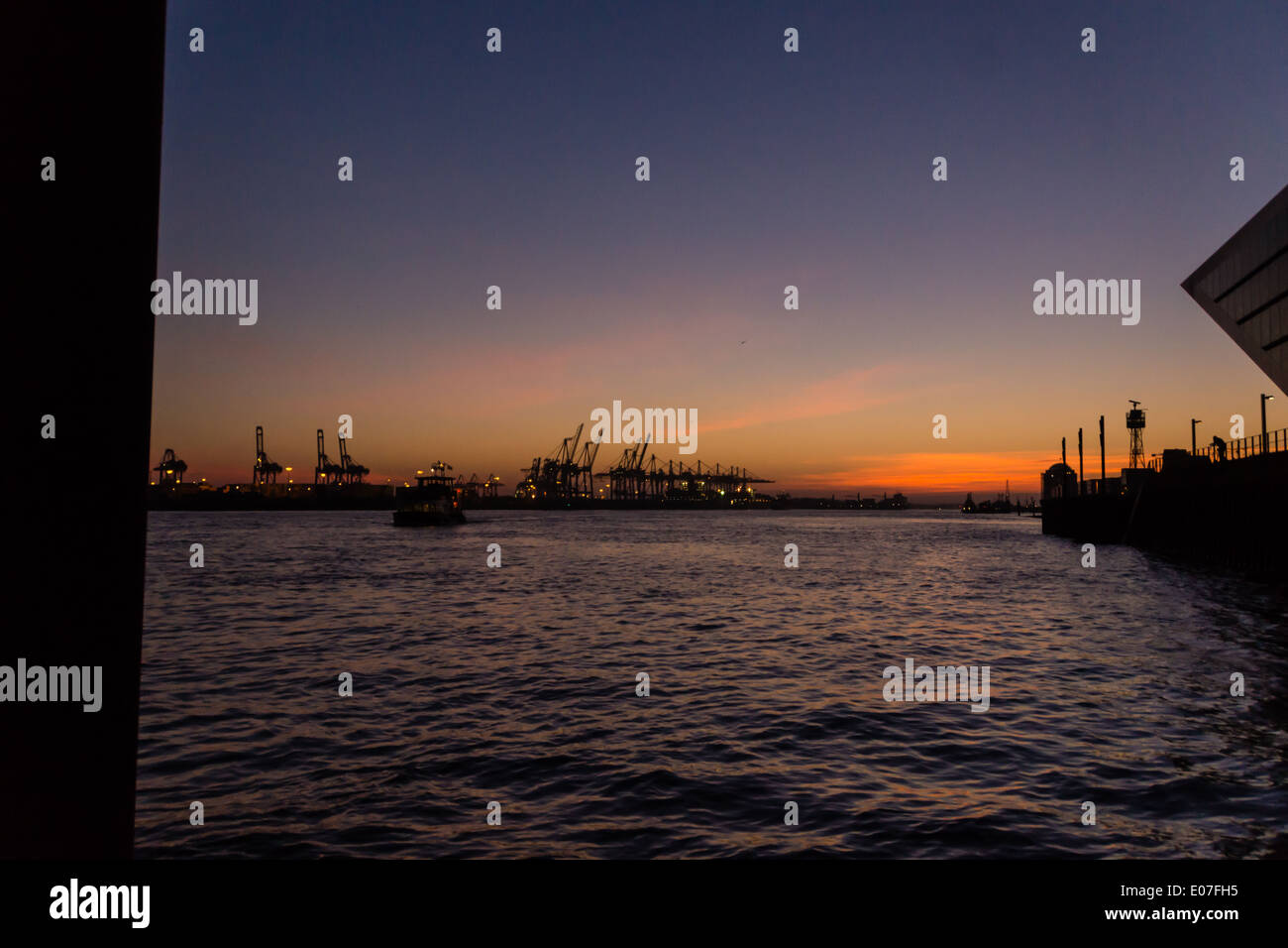 Sunset at the Docklands in Hamburg Altona Altstadt Stock Photo - Alamy