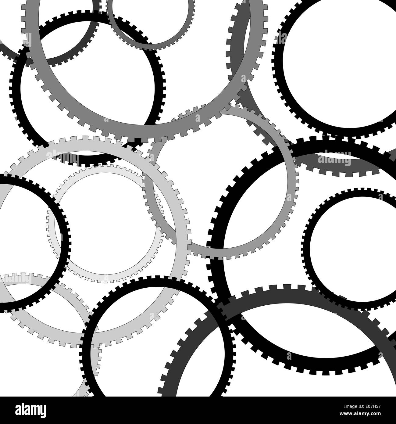A collection of gear rings as a background isolated on white Stock ...