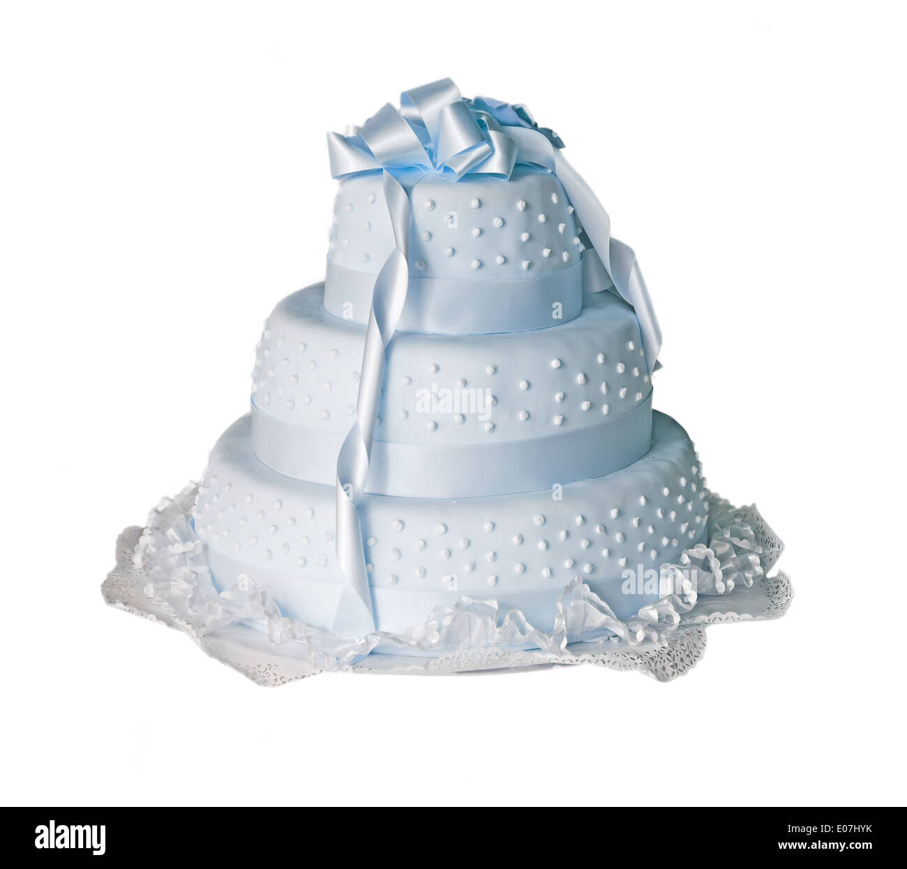 blue wedding cake on white background Stock Photo - Alamy