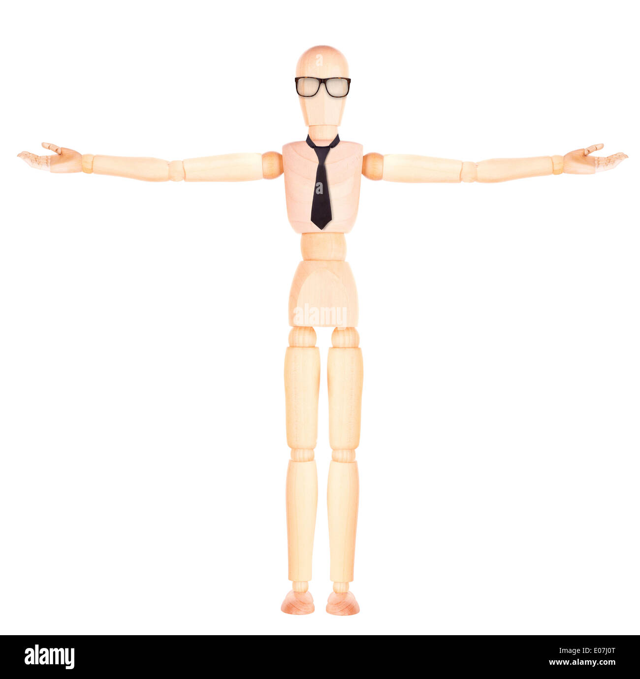 wooden Dummy businessman raising his hand to give an answer with tie ...