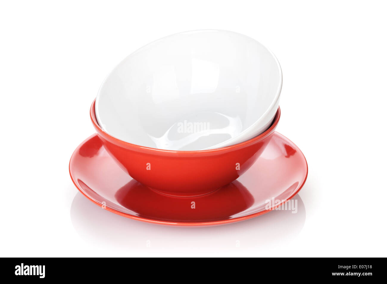 Bowls and plate. Isolated on white background Stock Photo - Alamy