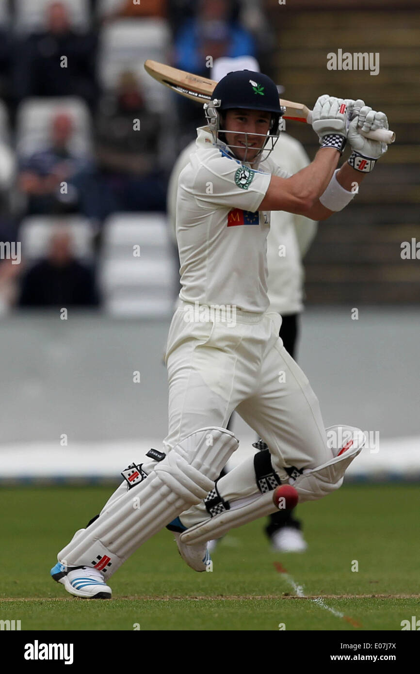 Chester Le Street, UK. 5th May 2014. Yorkshire's Andy Hodd batting Day ...