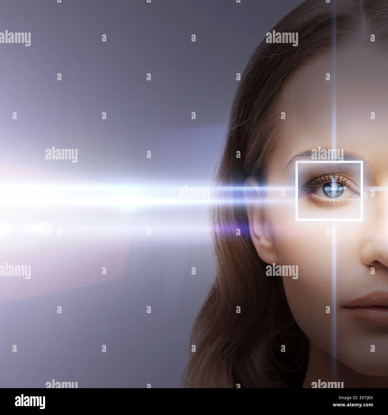woman eye with laser correction frame Stock Photo - Alamy