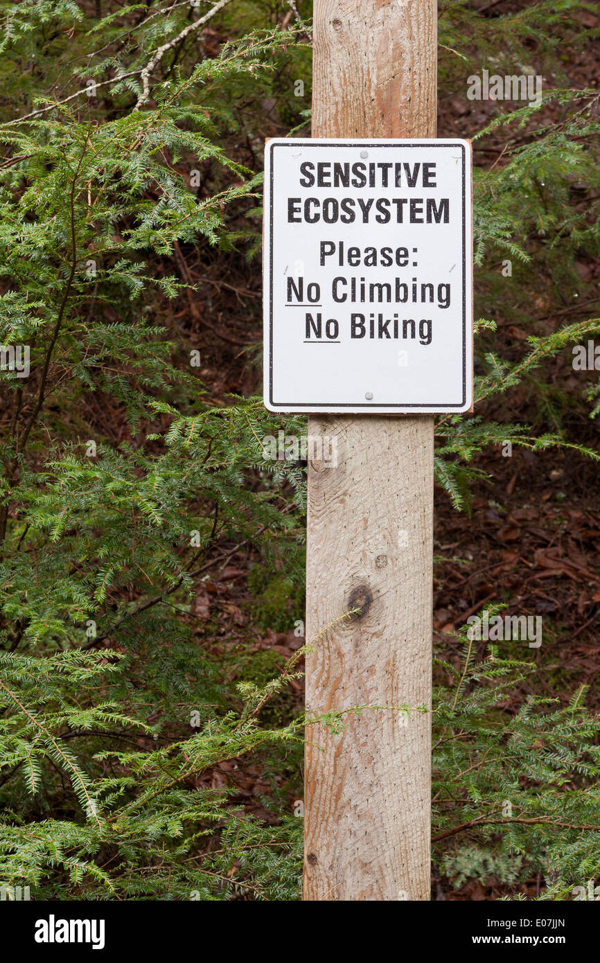 Ecosystem sign in wooded park area Stock Photo - Alamy
