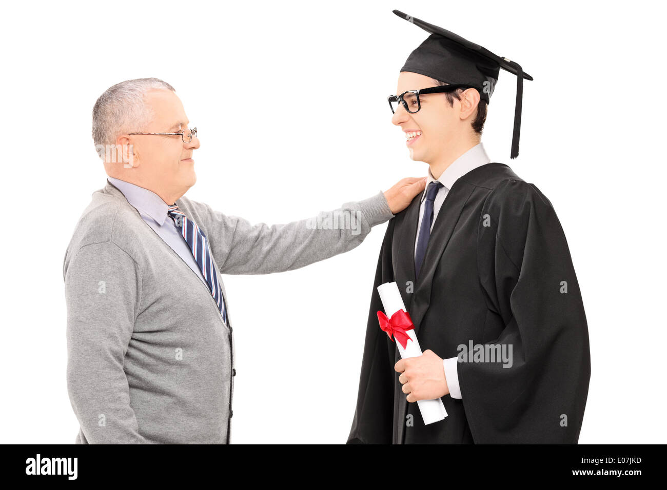 Father congratulates his son for graduating Stock Photo - Alamy