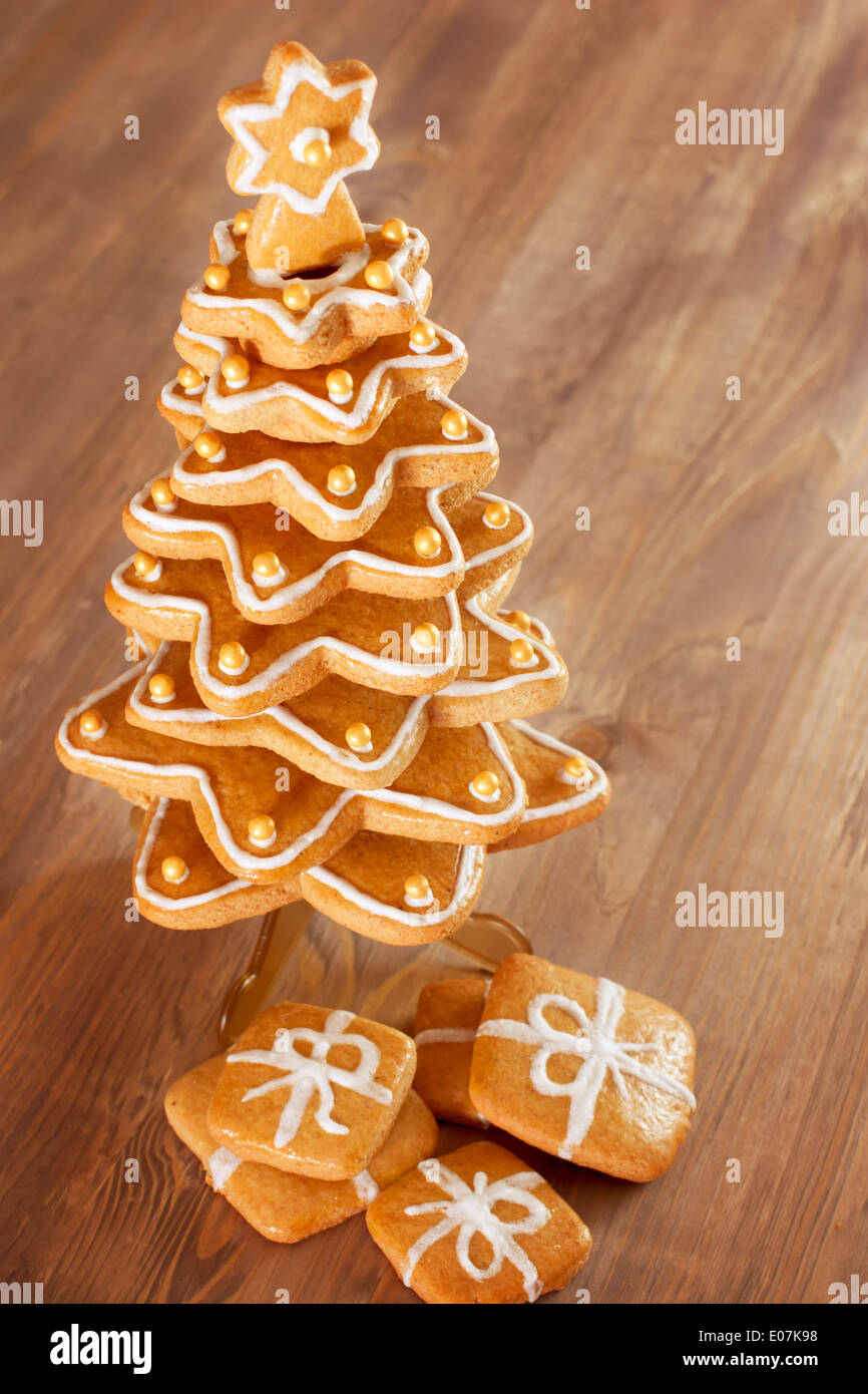 Gingerbread christmas tree.Gingerbread cookies stacked as christmas ...